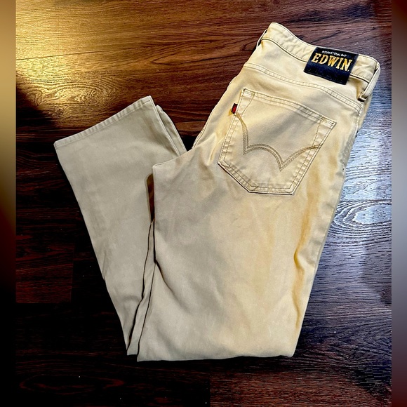 Edwin | Jeans | Edwin Jeans Khaki Tan Denim Stretch Straight Leg Size ...